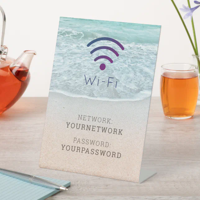 Turquoise Blue Ocean Beach Wi-Fi Sign | Zazzle