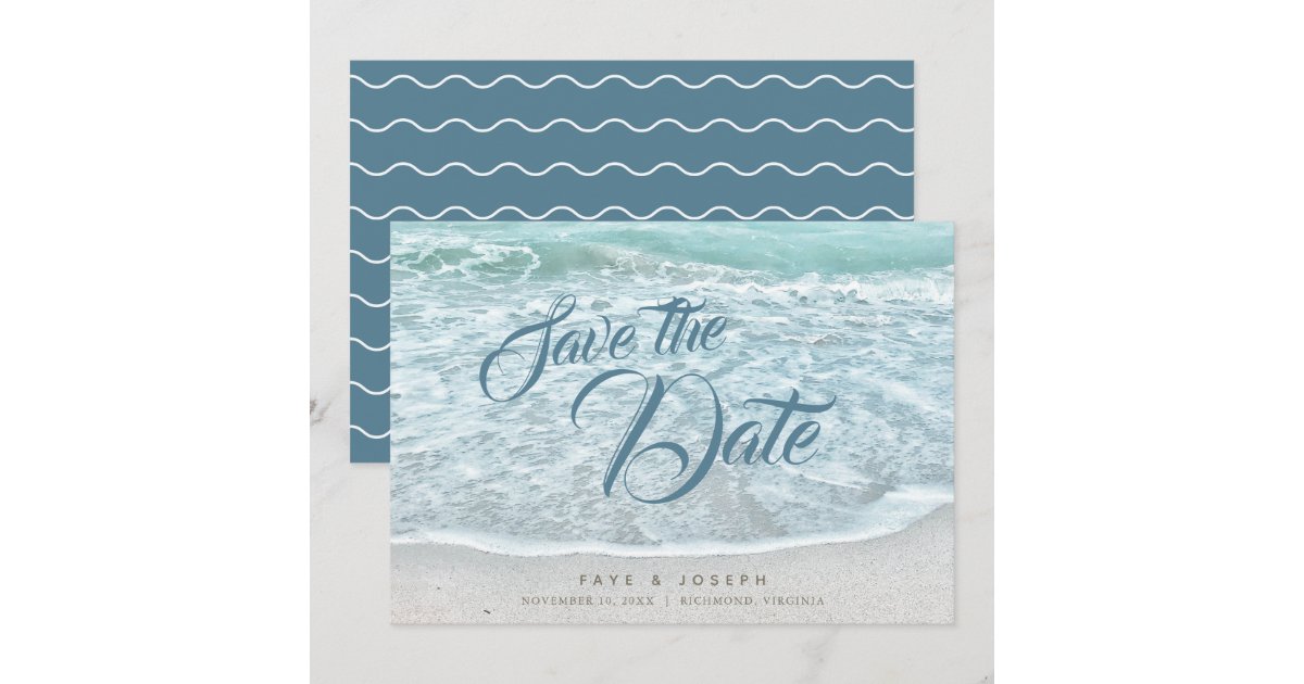 Turquoise Blue Ocean Save the Date Card | Zazzle