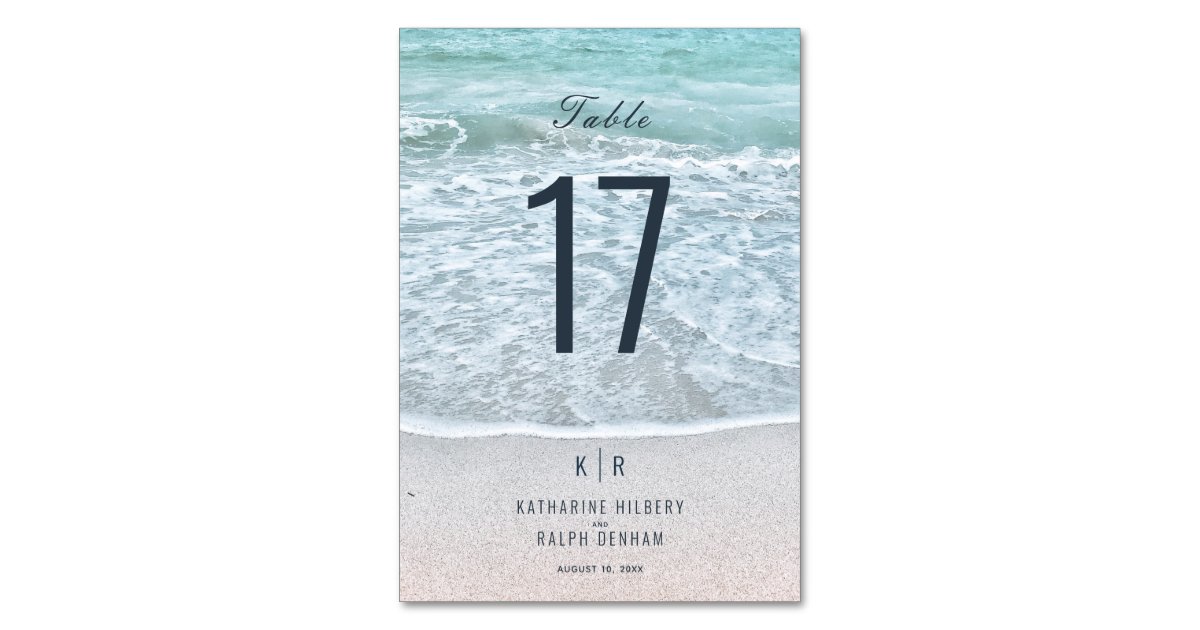 Turquoise Blue Ocean Wedding Table Number | Zazzle