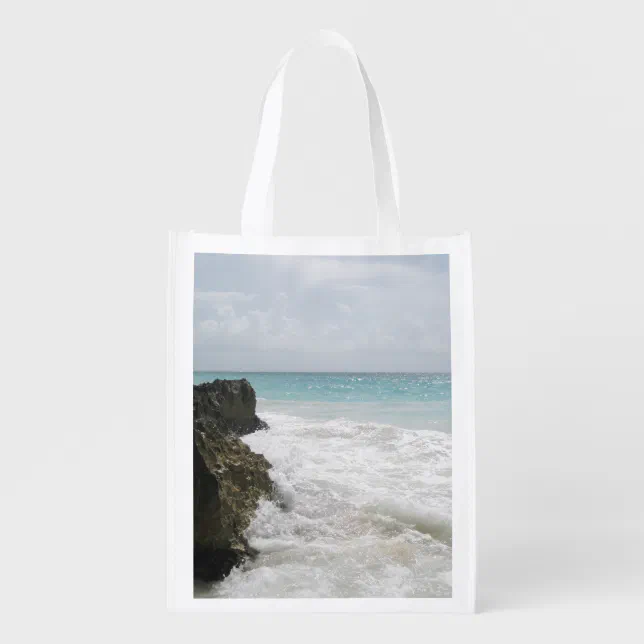 Turquoise Blue Ocean with Foamy Waves Seascape Grocery Bag | Zazzle