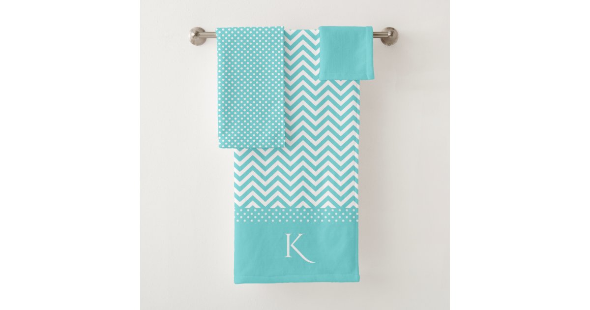 Turquoise Blue Patterned Bath Towel Set | Zazzle