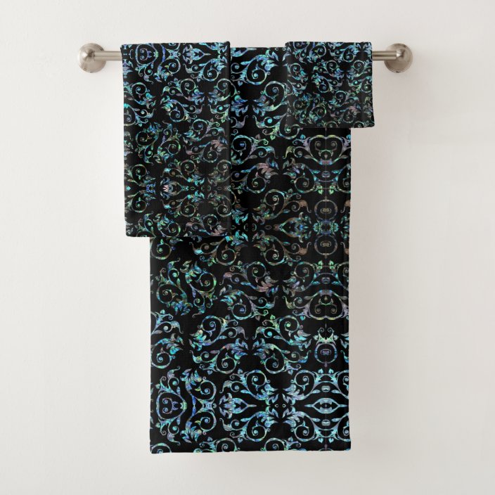 Turquoise Blue Pearl Floral Bath Towel Set | Zazzle.com