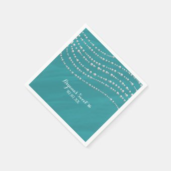 Turquoise Blue & Pearls Elegant Bridal Shower Paper Napkins | Zazzle