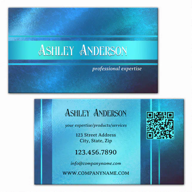 Turquoise Blue QR Code Professional Design Business Card | Zazzle