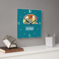 Turquoise Blue Retro Vintage Caravan Design Square Wall Clock | Zazzle
