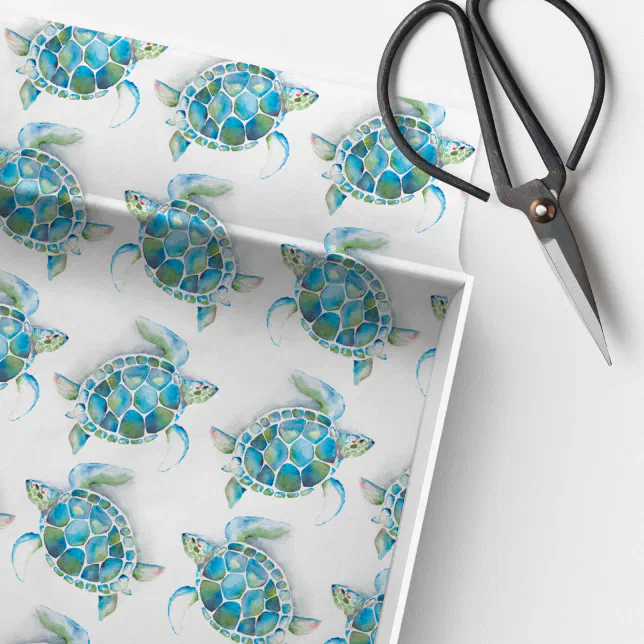 Turquoise Blue Sea Turtle Beachy Tissue Paper | Zazzle