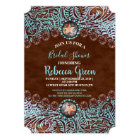 turquoise brown leather country western wedding invitation | Zazzle.com