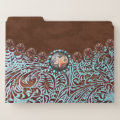 turquoise brown leather cowboy country western file folder | Zazzle