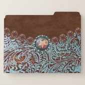 turquoise brown leather cowboy country western file folder | Zazzle