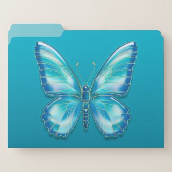 Turquoise butterfly file folder | Zazzle