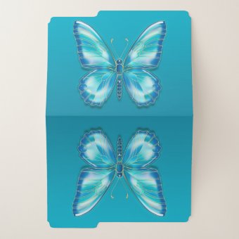 Turquoise butterfly file folder | Zazzle
