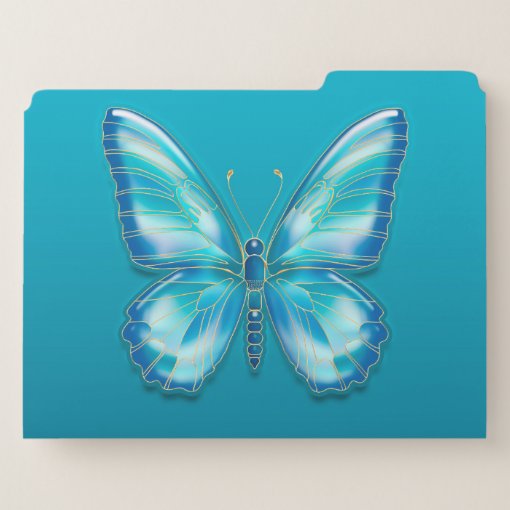 Turquoise butterfly file folder | Zazzle