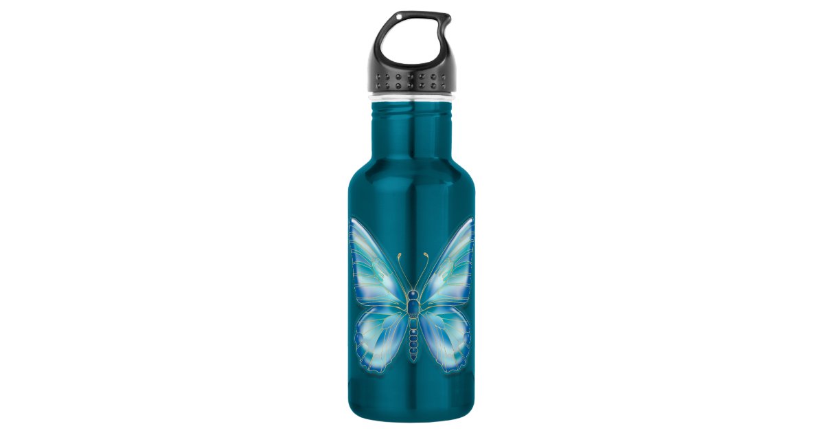 Turquoise butterfly stainless steel water bottle | Zazzle.com