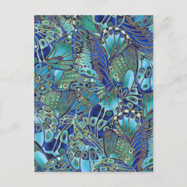 Turquoise butterfly wings postcard | Zazzle