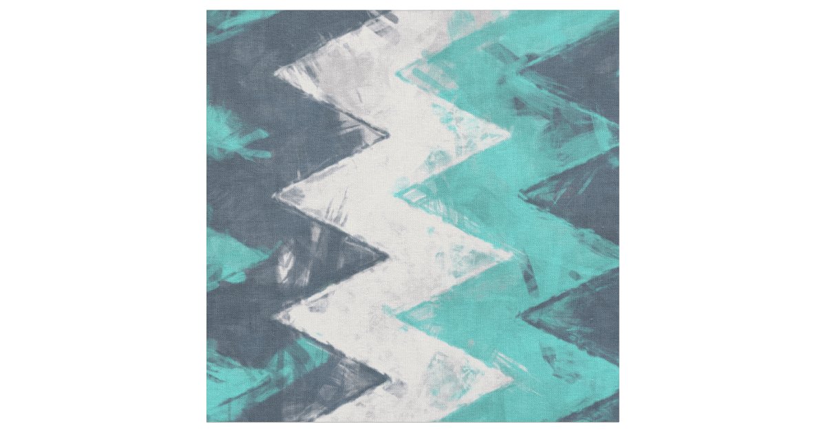 Turquoise Chevron Fabric | Zazzle