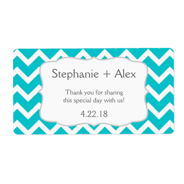 Turquoise Chevron Water Bottle - customize it! Label | Zazzle