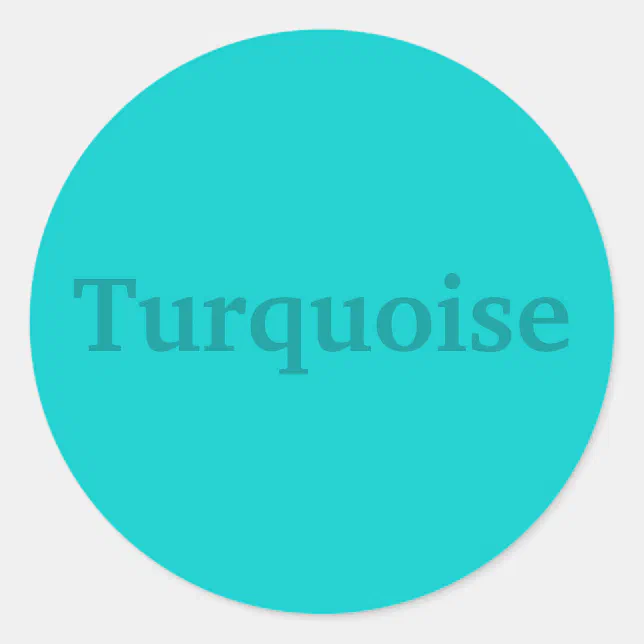 Turquoise Color Word on Light Teal Stickers | Zazzle