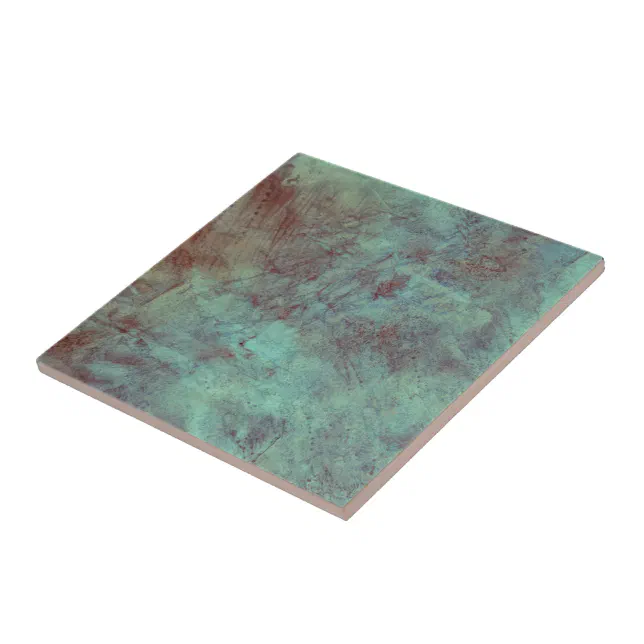 Turquoise Copper Textured Grunge Ceramic Tile | Zazzle