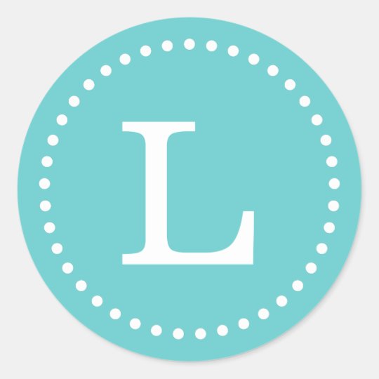 Turquoise Custom Monogram Classic Round Sticker | Zazzle.com