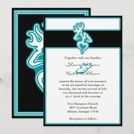 Turquoise Custom Outline Color Invitation | Zazzle
