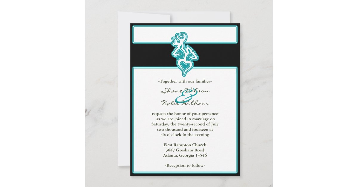 Turquoise Custom Outline Color Invitation | Zazzle