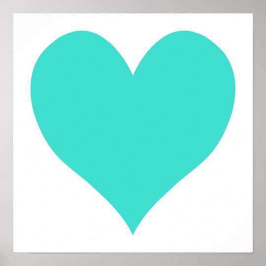 Turquoise Cute Heart Poster | Zazzle.com