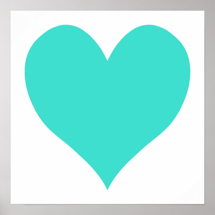 Turquoise Cute Heart Poster | Zazzle.com