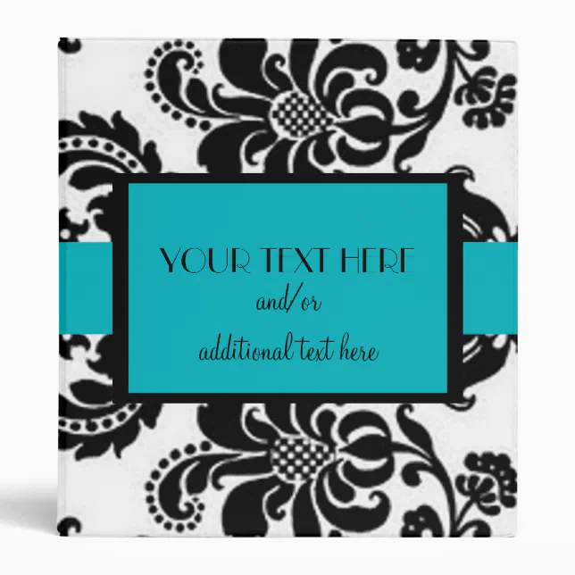Turquoise Damask Binder | Zazzle