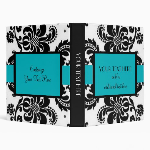 Turquoise Damask Binder | Zazzle