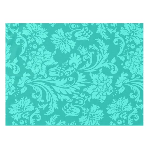 Turquoise damask print tablecloth | Zazzle