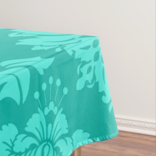 Turquoise damask print tablecloth | Zazzle