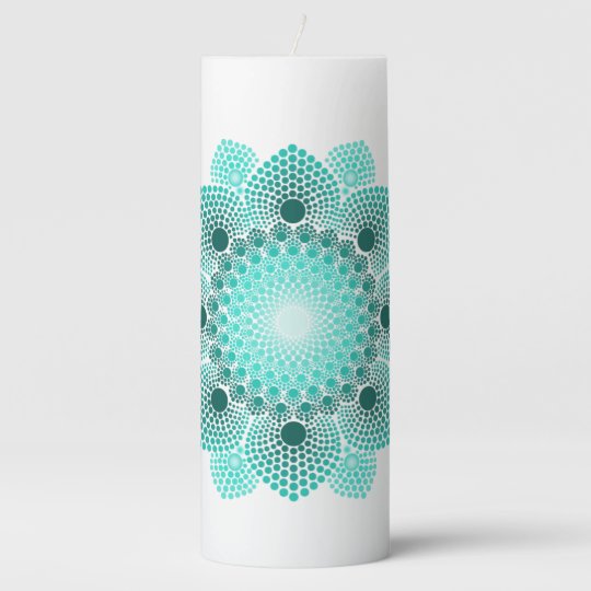 Turquoise Dot Mandala Pillar Candle | Zazzle.com