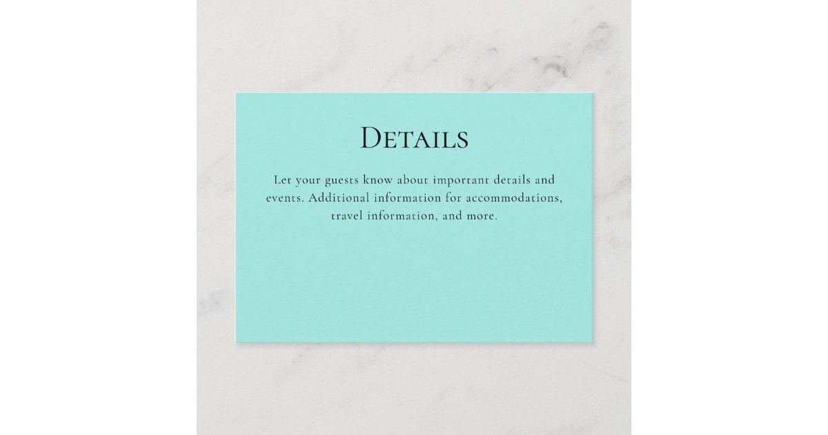 Turquoise Flamingo Details Enclosure Card | Zazzle