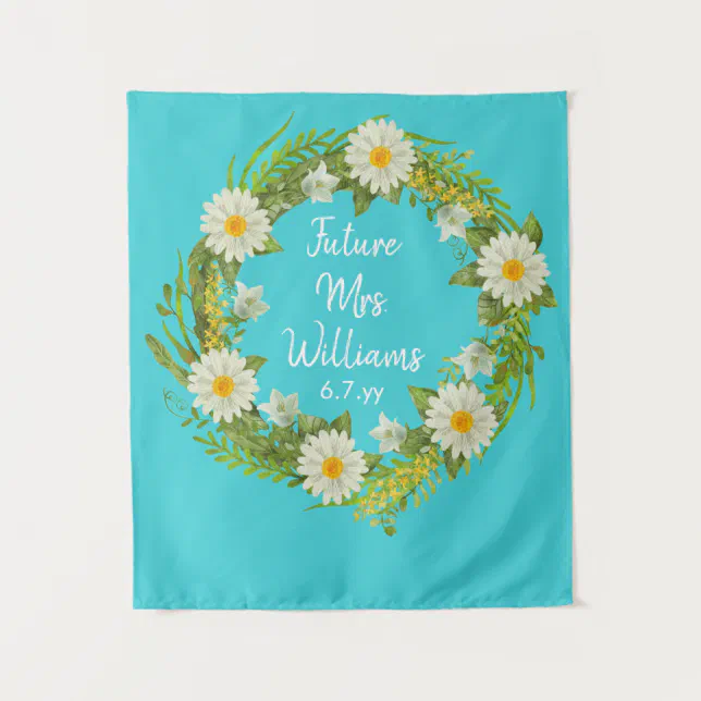 Turquoise Future Mrs Backdrop Daisy Bridal Shower | Zazzle