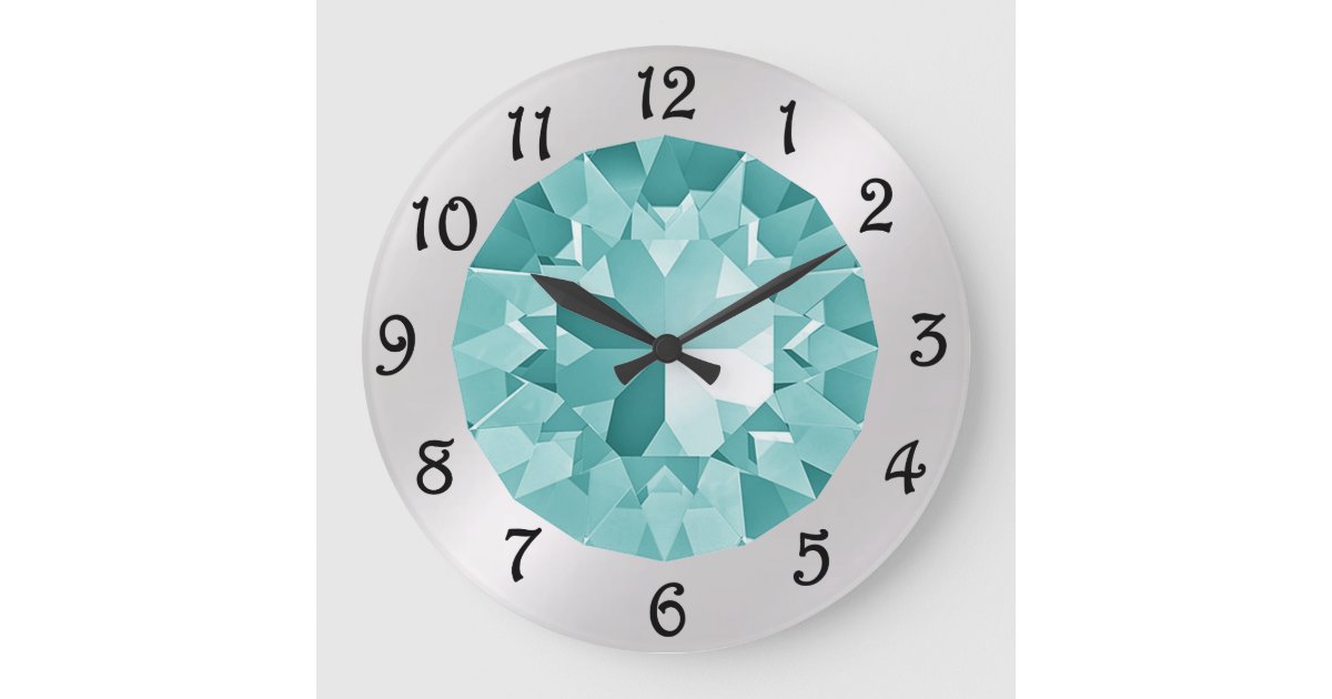 Turquoise Gem Large Clock | Zazzle