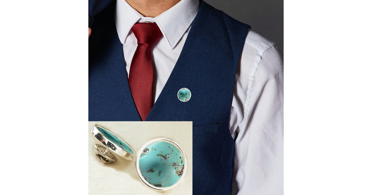 Turquoise Gemstone Image Round Lapel Pin | Zazzle