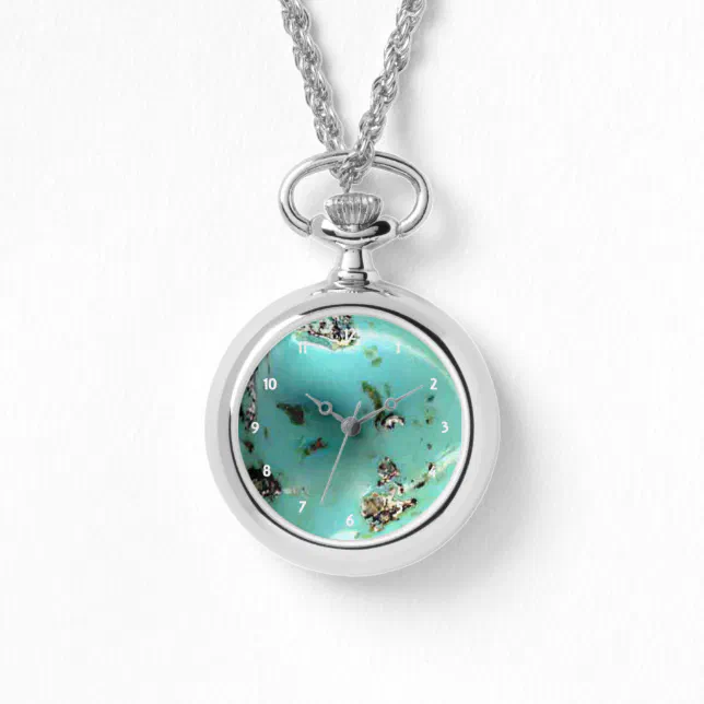 Turquoise Gemstone Image Women Silver Wrap-Around Watch | Zazzle