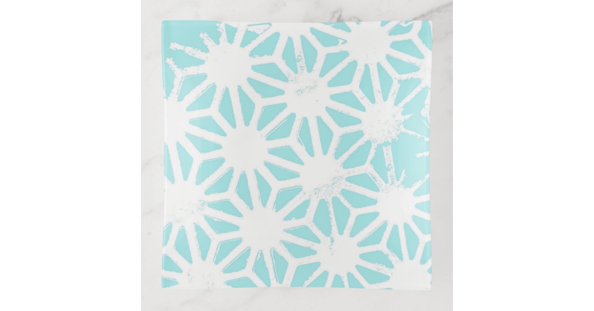 Turquoise geometric pattern trinket tray | Zazzle