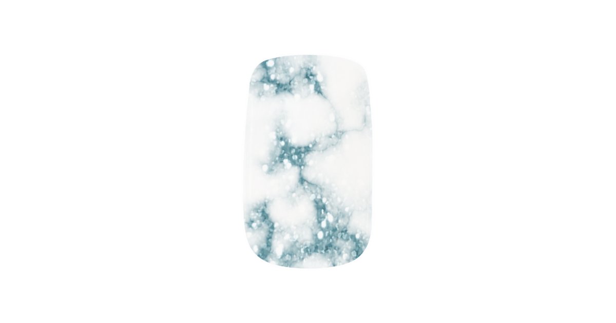 Turquoise Glitter Marble Nail Art | Zazzle