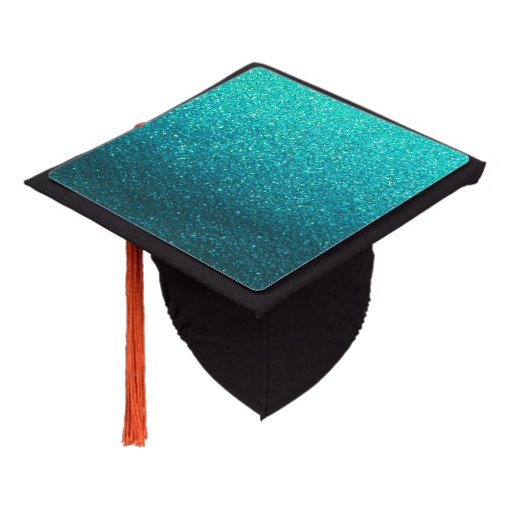 Turquoise Glitter Ombre Sparkle Girly Glam Teacher Graduation Cap ...