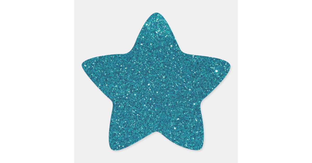 Turquoise Glitter Sparkles Star Sticker | Zazzle