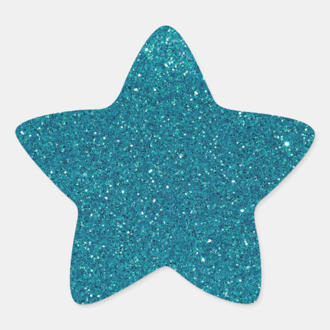 Turquoise Glitter Sparkles Star Sticker | Zazzle