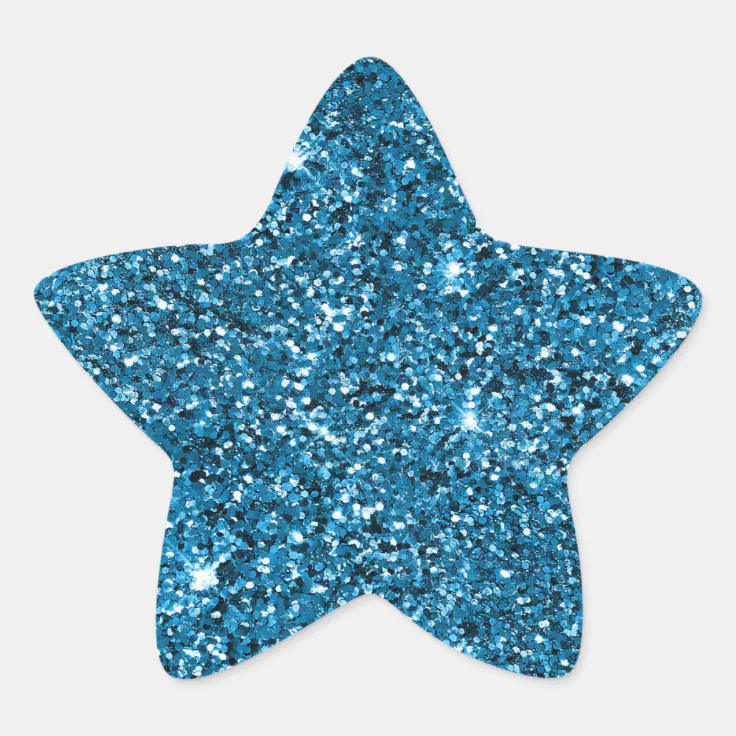 Turquoise Glitter Star Sticker | Zazzle