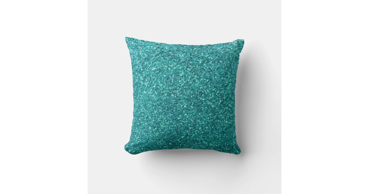Turquoise glitter throw pillow | Zazzle