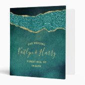 Turquoise & Gold Agate Wedding 3 Ring Binder | Zazzle