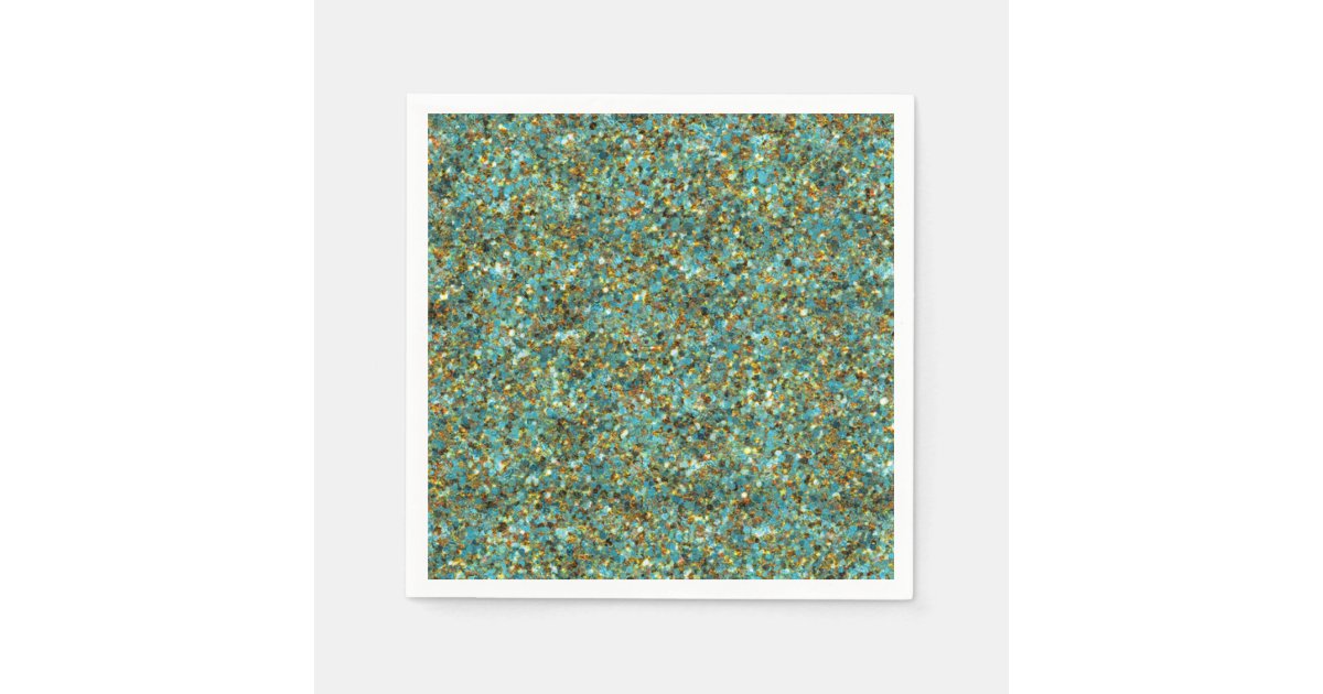 Turquoise-Gold Glitter-PAPER NAPKINS | Zazzle