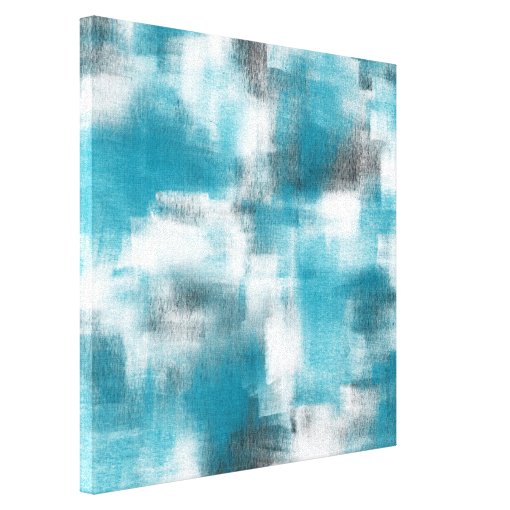 Turquoise Gray White Abstract Canvas Print | Zazzle