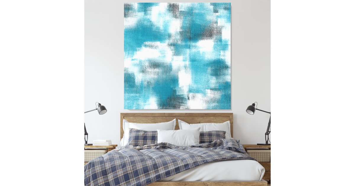 Turquoise Gray White Abstract Canvas Print | Zazzle