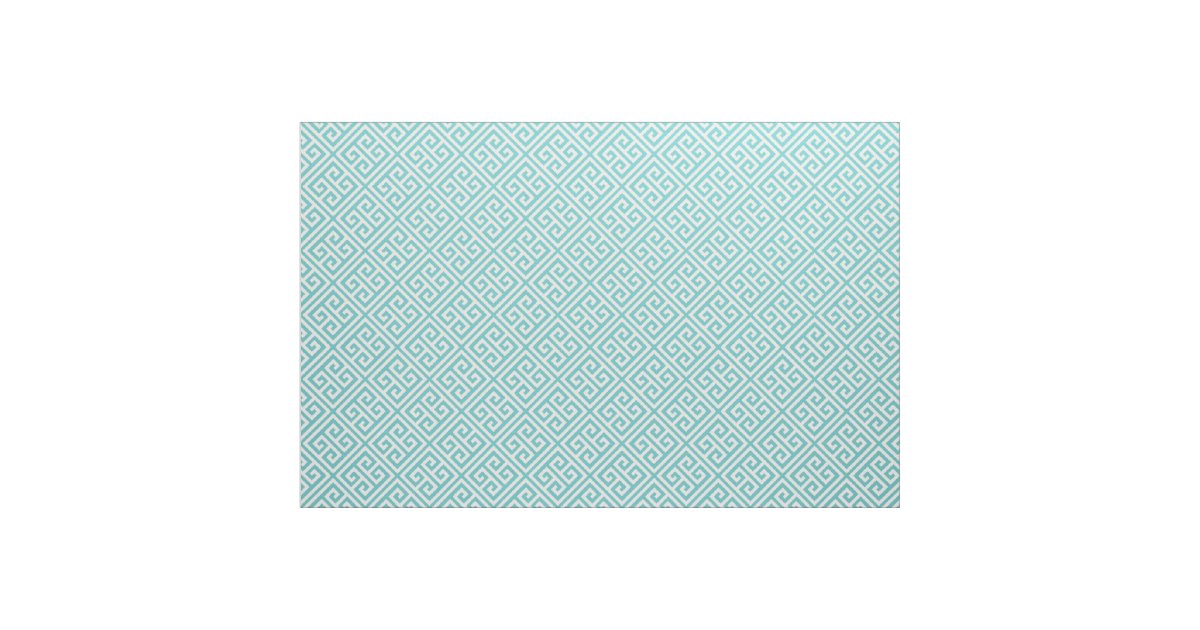 Turquoise Greek Key Fabric | Zazzle