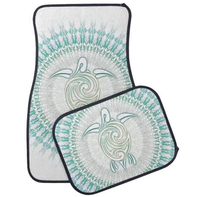 Turquoise Green Turtle Mandala Coastal Nautical Car Mat | Zazzle
